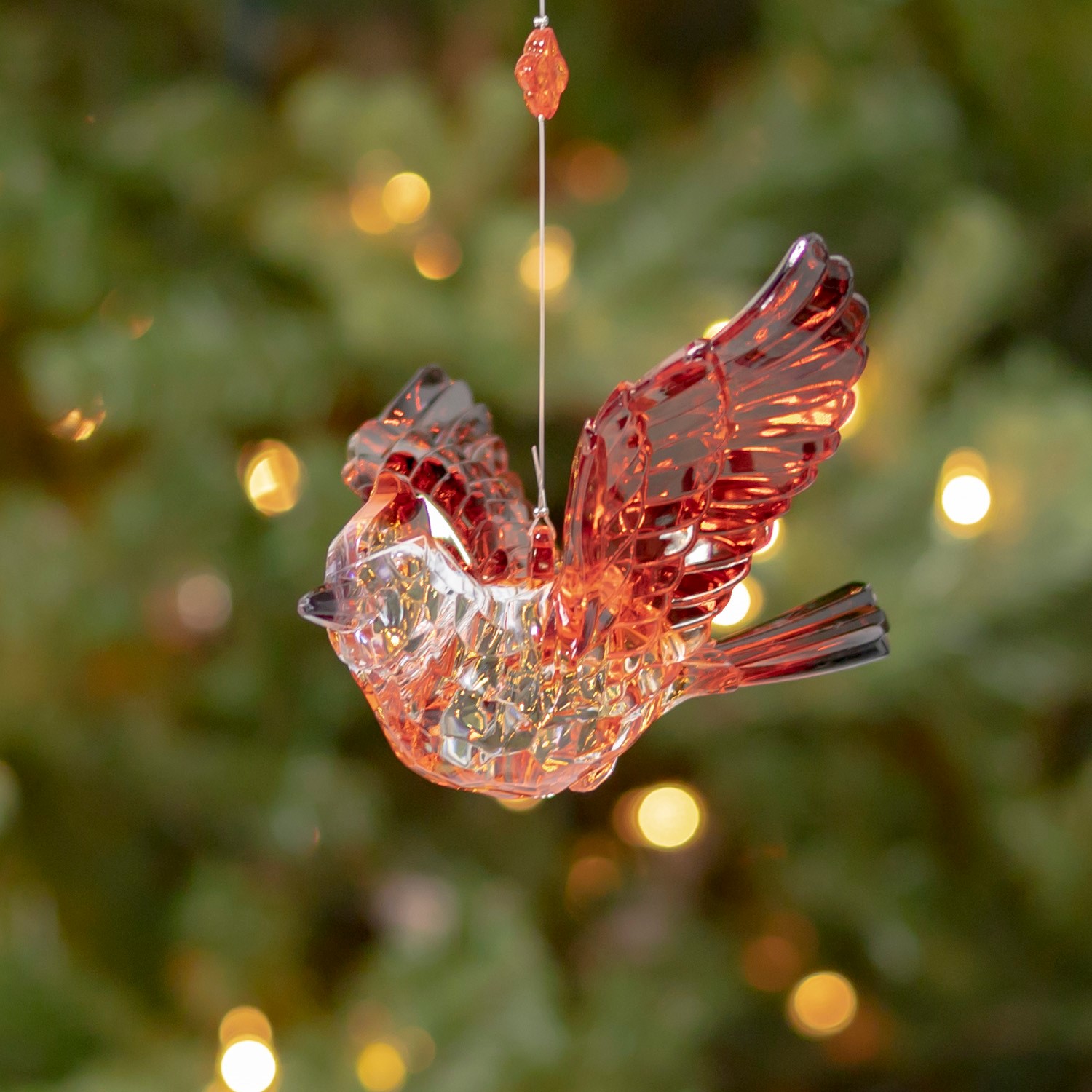 23.5" Long Three Piece Acrylic Cardinal Hanging Chain Ornament in 2 ...